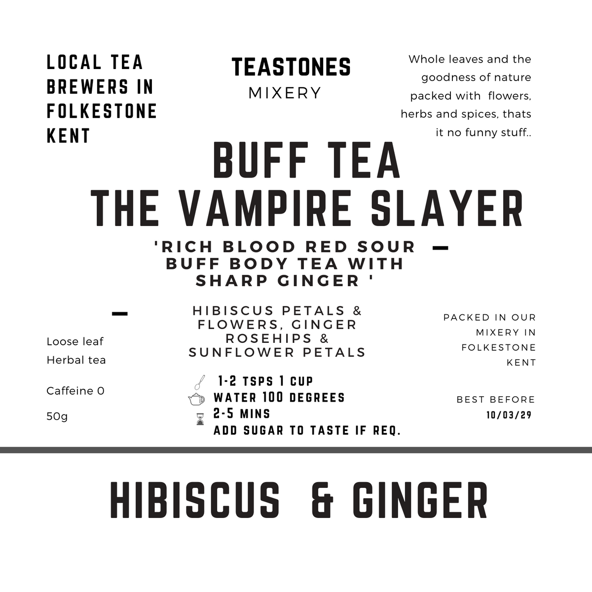 Buff Tea The Vampire Slayer Hibiscus & Ginger – Teastones